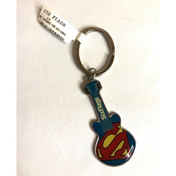 six flags inc | Other | Six Flags Superman Guitar Keychain New With ...
